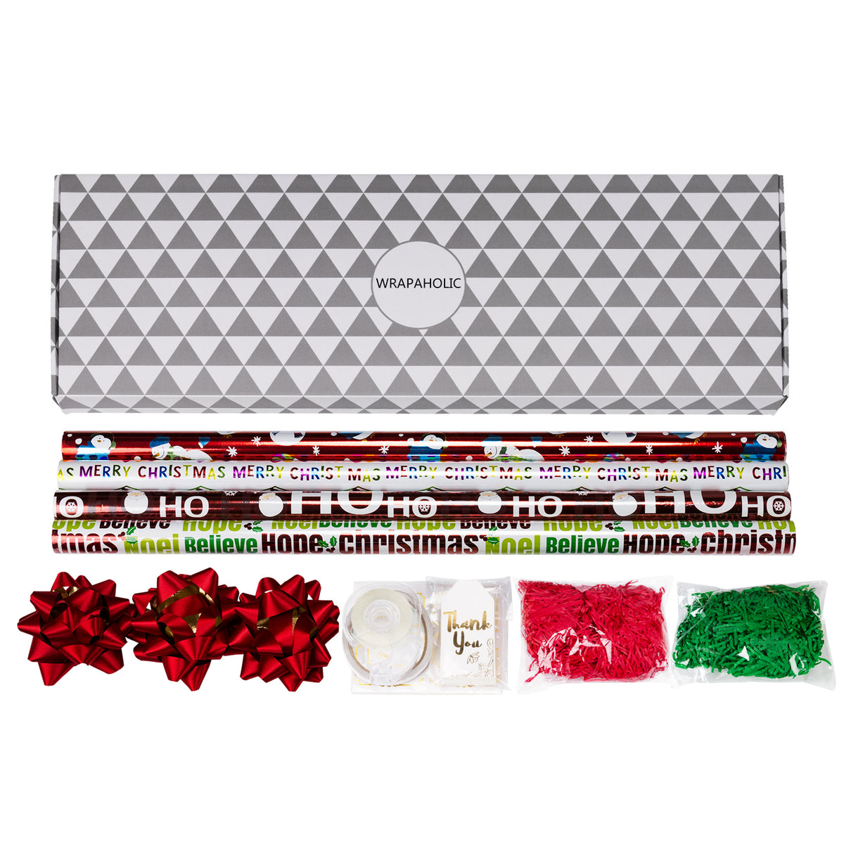 Christmas Gift Wrapping Paper Roll, 4 Rolls-Luxury Case Package ...