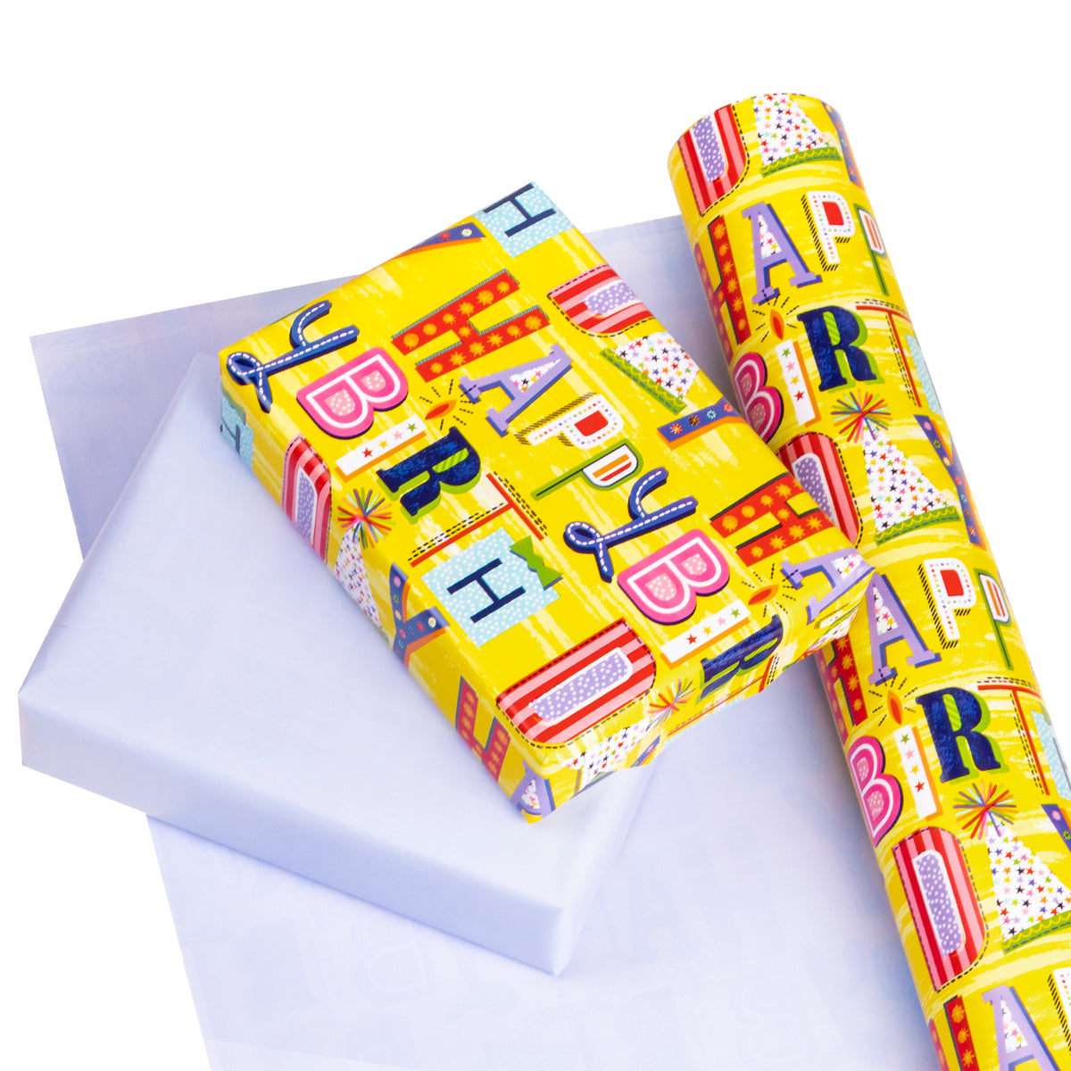 WRAPAHOLIC Reversible Birthday Wrapping Paper Jumbo Roll - 24 Inch X 1