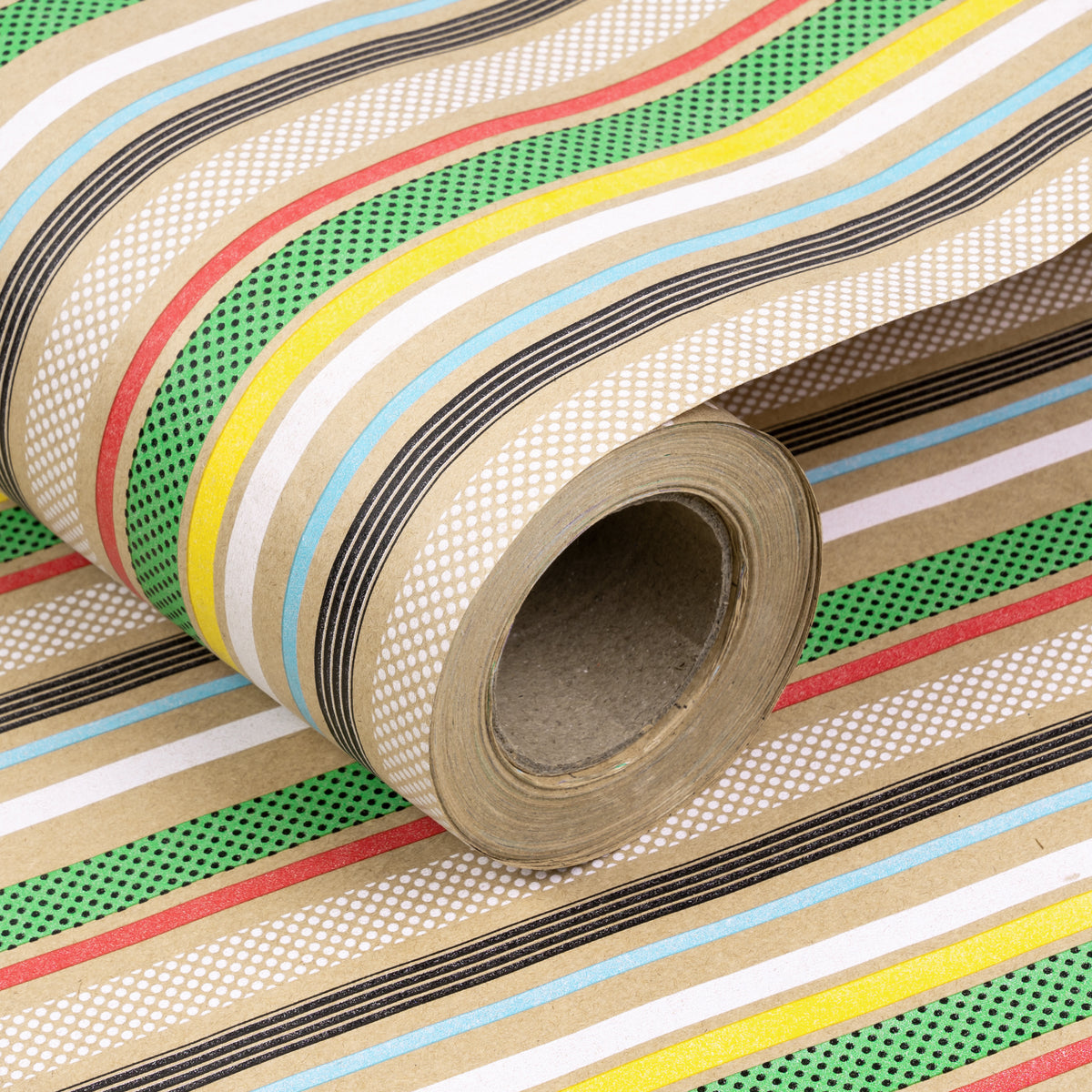 Kraft Wrapping Paper Roll - Colorful Cross Stripe Pattern - 30 Inches ...