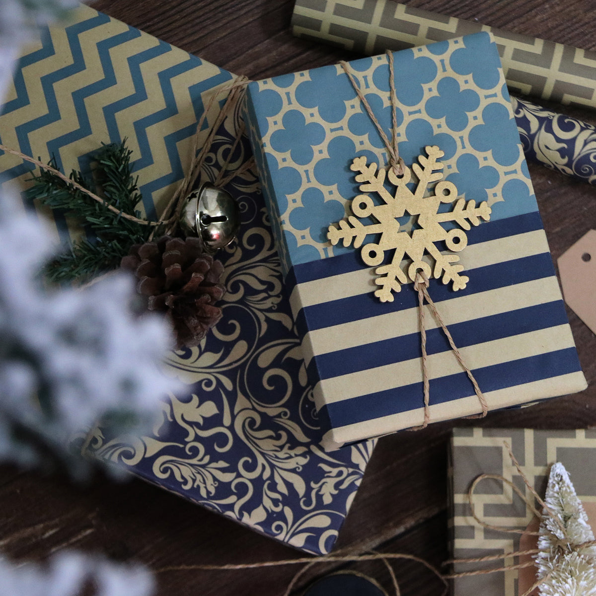 Kraft Gift Wrap Paper Sheet 6pcs/Roll Christmas Reversed – WRAPAHOLIC