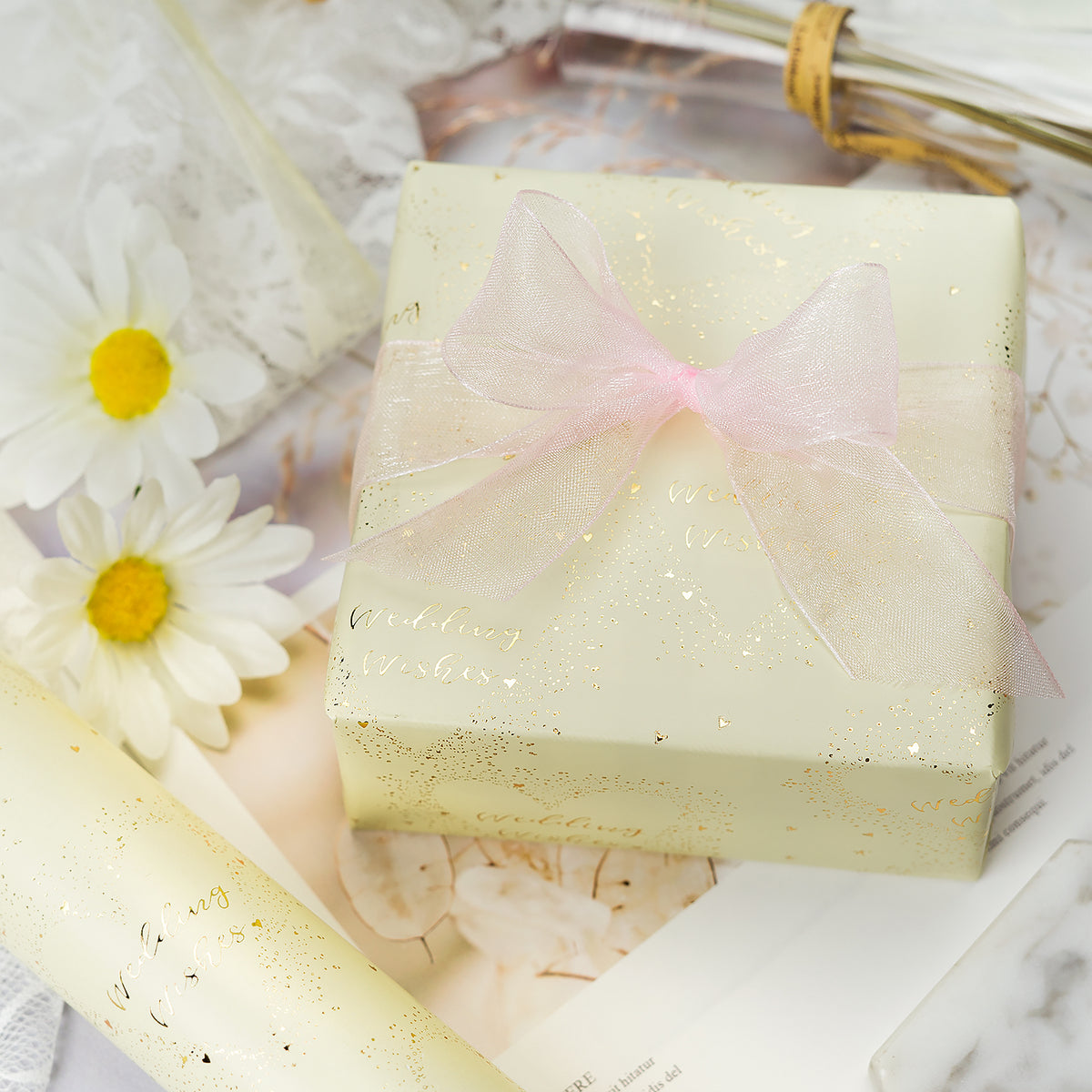 Wrapaholic Gift Wrapping Paper Roll Wedding Design with Cut Lines ...