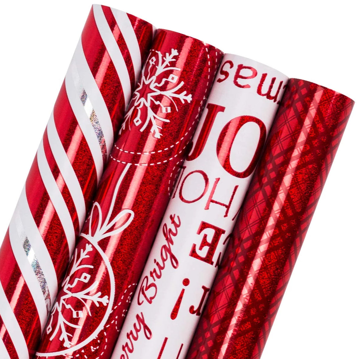 Wrapaholic Christmas Red and White Gift Wrapping Paper - 4 Rolls/ Set ...